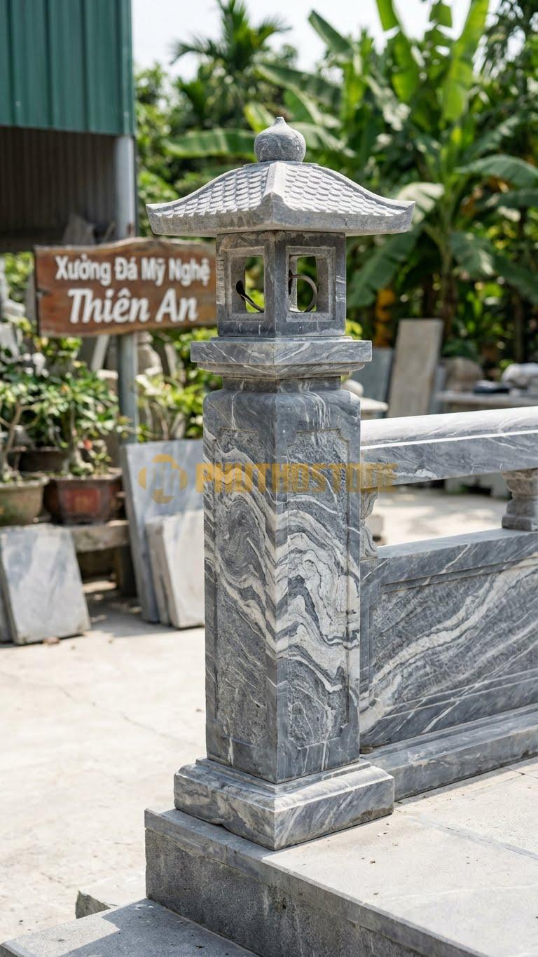 Trụ Lan Can Đá Vân Mây Đèn Lồng Đèn Nhật: Đỉnh Hình Mái Che, Giữa Rỗng ...